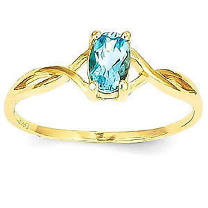 IceCarats 14K Yellow Gold Blue Topaz Ring December Birthstone Jewelry Size 7