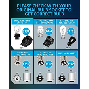 Yorkim 3157 LED Light Bulbs Red Super Bright, 3056 3156 3156A 3057 4057 3157 4157 T25 LED Bulbs for Brake Lights, Backup Reverse Lights, Reverse Tail Lights - Pack of 4