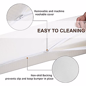 YIHATA Bed Bumpers for Toddlers 1 Pack Bed Rail for Toddlers Foam Safety Bed Guard Rail for Kids with Non-Slip Water Resistant and Washable Cover Bed Bumper for Twin, Queen, King, Full Bed