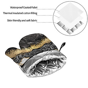 Marble Oven Mitts and Pot Holders 4pcs Sets，Funny Kitchen High Heat Resistant Oven Mitts，with Oven Gloves and Hot Pads Pot Holders for Baking Cooking BBQ Grilling