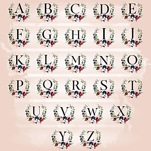 Personalized Floral Initial Cotton Canvas Beach Tote Bag, Customize Monogrammed Totes Gift for Bridesmaid (Initial V)