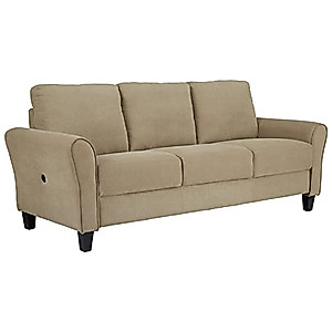 Signature Design by Ashley Darlow Modern Faux Leather RTA Sofa with Bolster Pillows, Brown