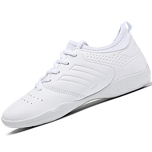 DADAWEN Cheer Shoes for Youth Girls Women White Cheerleading Dancing Shoes Athletic Training Tennis Walking Breathable Competition Cheer Sneakers White US Size 8/EU Size 40