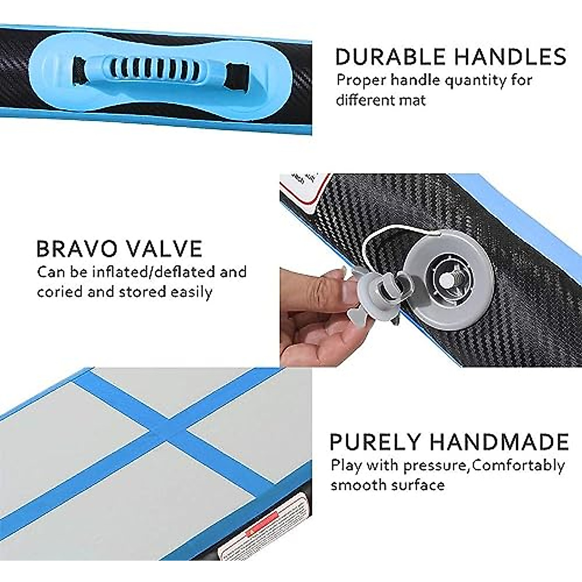 Inflatable Air Gymnastics Mat Gymnastics Track Training Mats Yoga Floor Cheerleading Landing Taekwondo Training Kungfu Exercise Mats with Electric Air Pump for Home Gymnasium Beach Park and Water Use