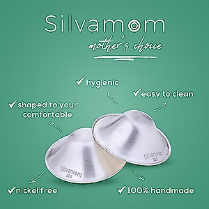 Silvamom® The Original Silver Nursing Cups | Nipple Shields for Nursing Newborn Breastfeeding | 925 Silver | Nickel Free | Newborn Essentials Must Haves | Soothies and Protect (Regular Size)