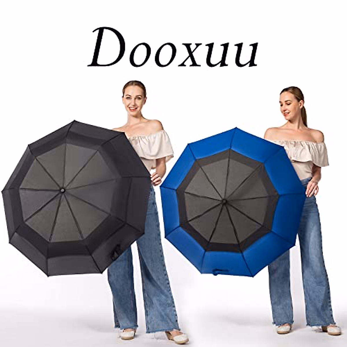 dooxuu Windproof Umbrella, Travel Umbrella Folding Umbrella for Men and Women - Best For Traveling, Camping, Hiking, Backpacking and Other Outdoor Activities