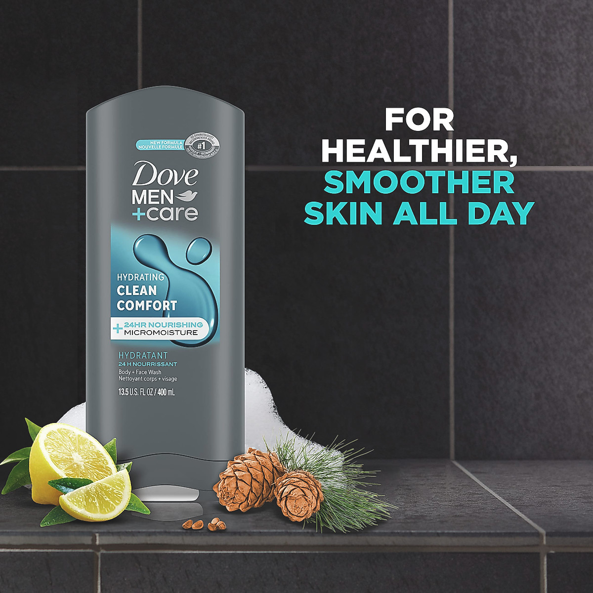 Dove Men+Care Body Wash and Face Wash Clean Comfort 13.5 oz for Dry Skin Effectively Washes Away Bacteria While Nourishing Your Skin