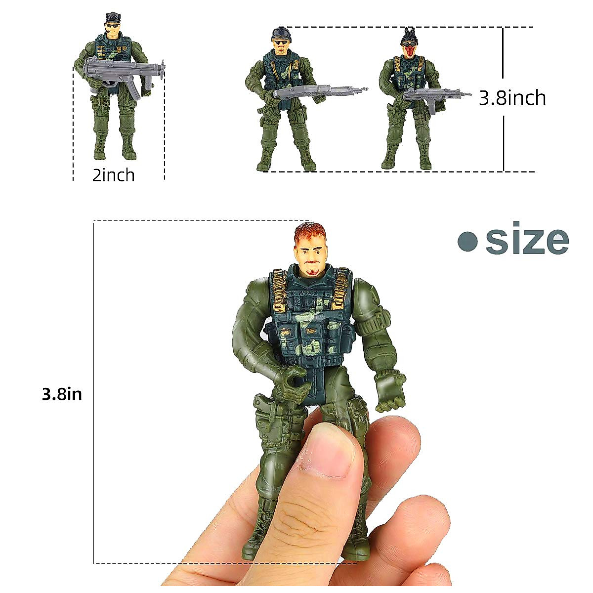 Lynkaye 6 Pcs Soldier Action Figure Toy Army Men with Weapon Accessories/SWAT Team Figure Military Playset for Boys Girls, Great Gift as Christmas, Birthday (6 Modern Soldier)