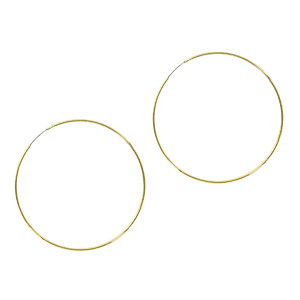 Columbus 14K Gold Plated Thin Endless Hoop Earrings - Lightweight Wire Hoops (Gold, 60)