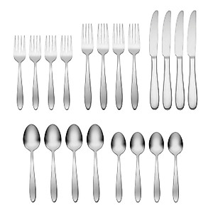 Oneida Mooncrest Satin Piece Everyday Flatware Set, 20 Count, Metallic