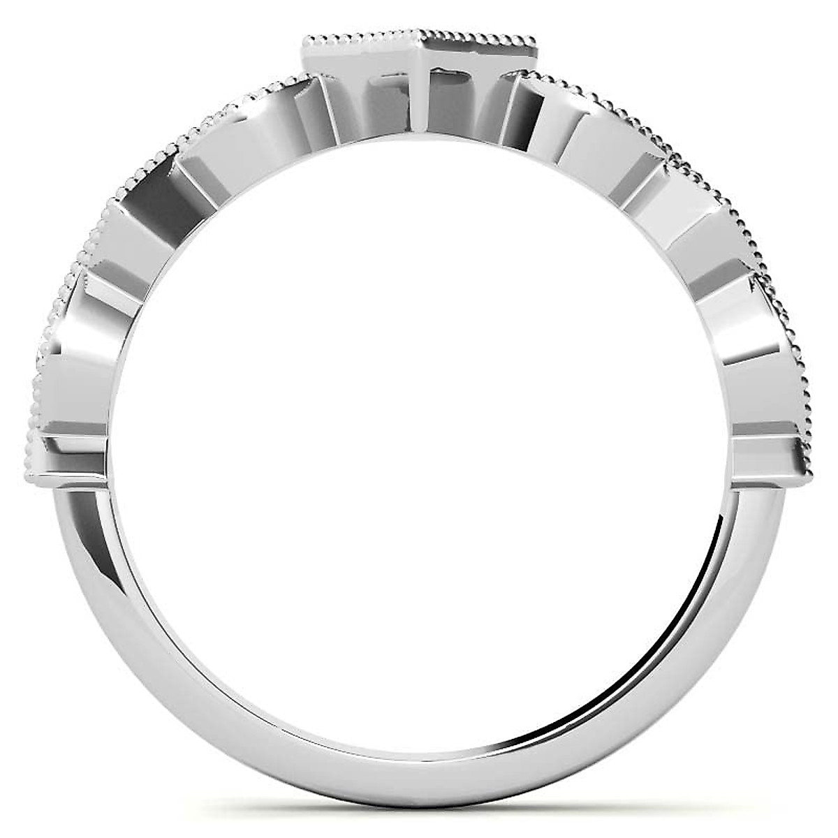 Excellent Round Brilliant Cut 0.16 Carat, Moissanite Diamond Promise Band, Prong Set, Eternity Sterling Silver Band, Valentine's Day Jewelry Gift for Her, Customized Band (4.5)