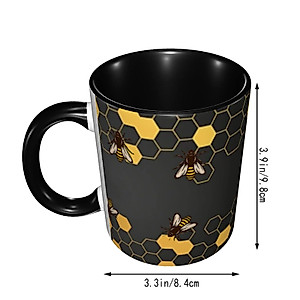 Yrebyou Honeycomb Bee Coffee Mug 11oz - Funny Ceramic Tea Cup for Men Women Office and Home Novelty Mugs Ideal Gifts Birthday Microwave Safe