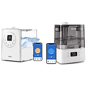 LEVOIT Humidifiers, White & Humidifiers for Bedroom Large Room Home, Smart Wifi Alexa Control, 6L Top Fill Cool Mist, Gray