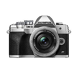 OLYMPUS E-M10 Mark IV Silver Micro Four Thirds System Camera M.Zuiko Digital ED 14-42mm F3.5-5.6 EZ kit 20MP Sensor 5-Axis Image Stabilization 4K Video Wi-Fi