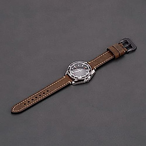 EACHE 22mm Leather Watch Bands for Men, Crazy Horse Genuine Leather Handmade Watchbands,Brown Leather Watch Strap with Black Buckle