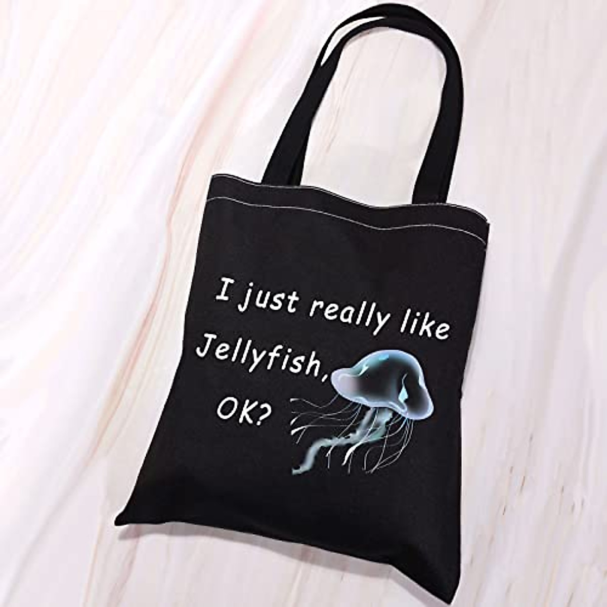 VAMSII Jellyfish Tote Bag I just really Like Jellyfish OK Funny Jellyfish Gifts for Jellyfish Lovers Sea Animal Gifts (I just really like Jellyfish, OK?)