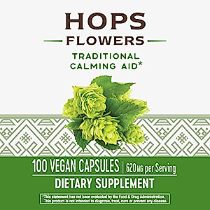 Nature's Way Premium Herbal Hops Flowers, 620 mg per Serving, 100 Vcaps - (Pack of 2)