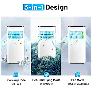 PETSITE Portable Air Conditioner 10000 BTU, 3 in 1 AC Cooling Unit with Air Cooler, Fan & Dehumidifier, LED Display & Remote Control, Cools up to 350 sq.ft