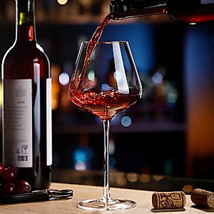 14oz Red Wine Glasses Set of 6,Clear Crystal Burgundy Glasses for Wine Tasting,Luxury Long Stem Glassware Modern Wine Glasses for Anniversary,Wedding,Birthday