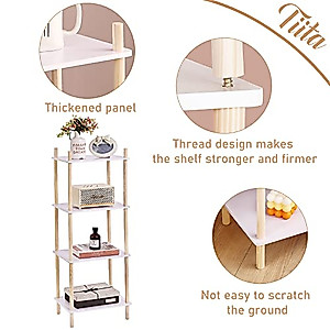Tiita Corner Standing Shelf Bookshelf Unit - White Small Bookcase Multipurpose Rack Shelving Plant Stand Storageor Living Room Home Office