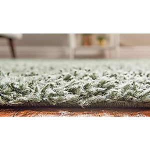Unique Loom Davos Shag Collection Modern Luxuriously Soft & Cozy Shag Area Rug (4' 0 x 6' 0 Rectangular, Sage)