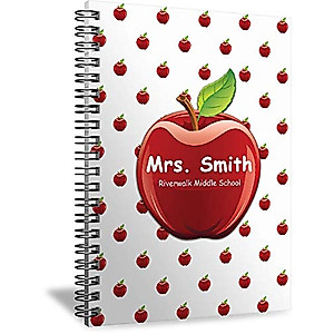PrintPPS Customizable 5" x 7" Teacher Gift Journals with a Name (Apples Design)