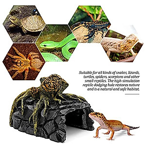 MINYULUA Reptile Terrarium Hideout Rock Hide Cave Turtle Reptile Basking Hide Habitat Hideout for Bearded Dragon Tortoise Lizards Spiders Fish Amphibians Aquarium