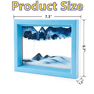 Sand Art Liquid Motion Dynamic Sand Picture, Flowing Sand Picture Moving Sand Art Frame Desktop Art Toys for Calm Relaxing(Blue), Blue,White