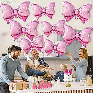 KatchOn, Big Pink Bow Balloons - 35 Inch, 8 Pieces | Bow Balloon, Baby Shower Decorations for Girl | Bow Balloons for Girls Gender Reveal Decorations | Bow Foil Balloons, Mouse Birthday Party Supplies