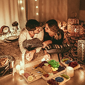 Bamboo Charcuterie Boards Cheese Board Knife Set, 13"x 13" Charcuterie Board and 13" x 6.3" Serving Trays x2 for Charcuterie Cheese Fruit,House Warming New Home Christmas Gift for Couple Women Mom