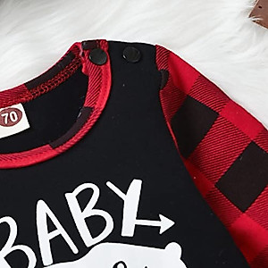 Aalizzwell Infant Baby Romper Toddler Brother Christmas Matching Outfits Xmas Buffalo Plaid Bear Boys Clothes 0-3 Months