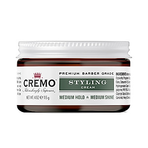 Cremo Hair Styling Cream, Barber Grade, Medium Hold, Medium Shine Hair Products, 4 Oz