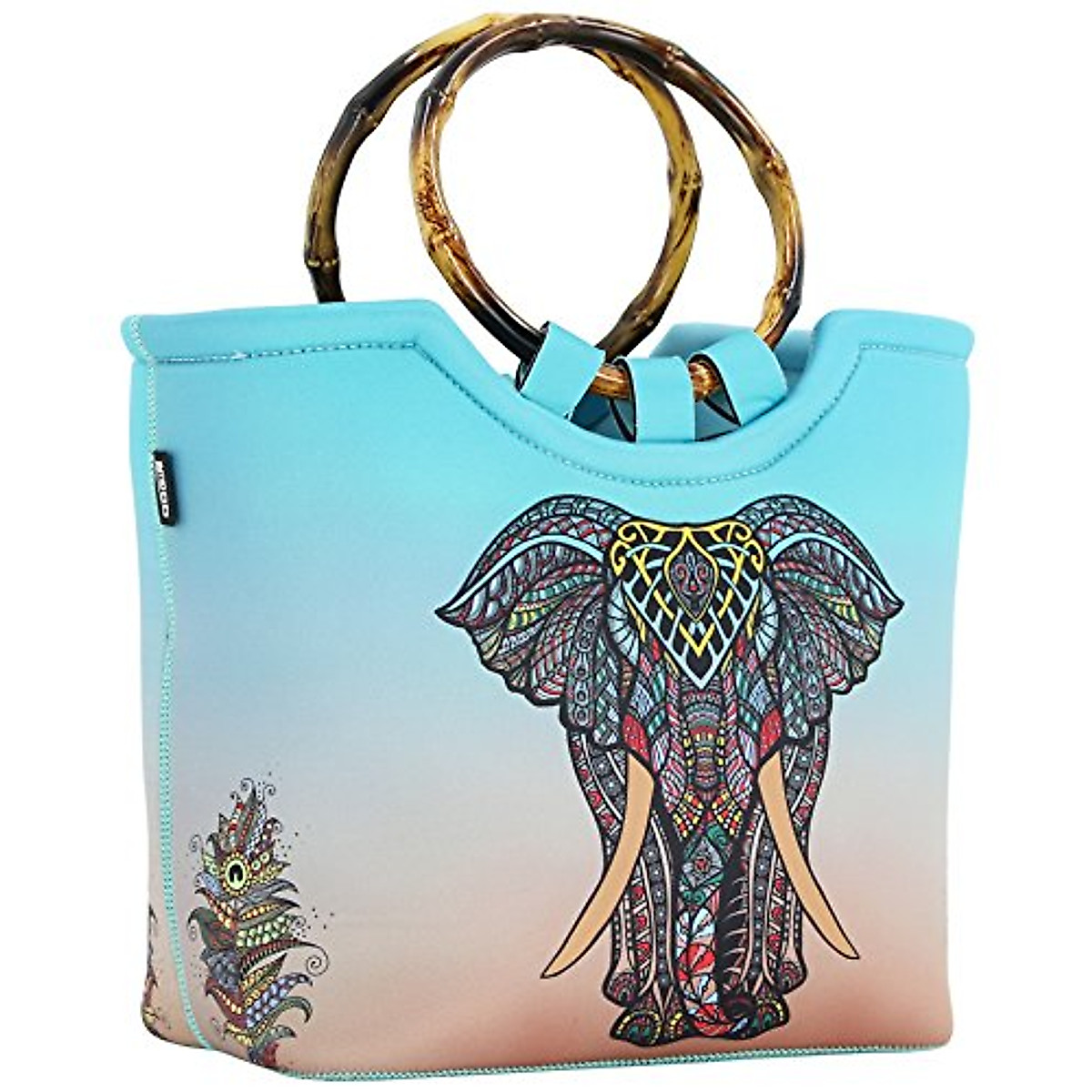 Lunch Bag Tote Bag by QOGiR - Large Reusable Insulated Neoprene lunch Bag with Inside Pocket (Elephant)