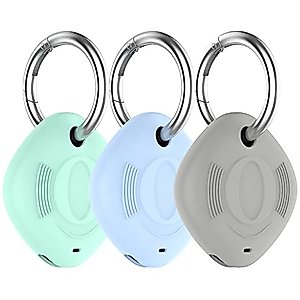 TenCloud 3-Pack Cases Compatible with Samsung Galaxy SmartTag Tracker Finder Portable Silicone Durable Key Ring Case for Galaxy SmartTag (Blue+Teal+Gray)