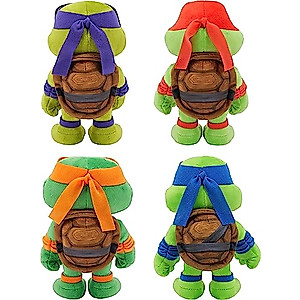 Teenage Mutant Ninja Turtles: Mutant Mayhem Plush Toys 4 Pack of 8 Inch Leonardo, Michelangelo, Raphael and Donatello, TMNT Movie