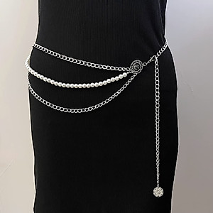 Zehope Layered Waist Chain Gold Belly Chain Peal Dresses Chain Body Chain Accessories Jewelry for Women