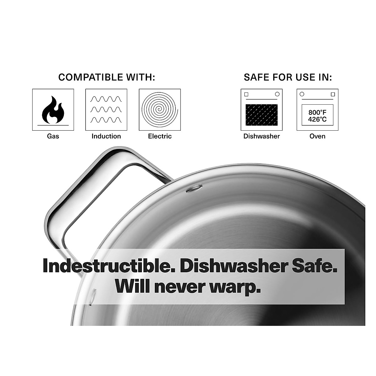 Misen 8 QT Stainless Steel Stock Pot with Lid - Stew & Soup Pot with Handles - Large Pot for Cooking