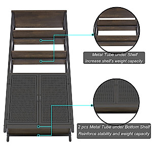 Aubtik Farmhouse Book Shelf with Storage, Industrial Tall Bookshellf with Doors and Shelves, Rustic Wood Bookcase with Cabinet for Home Office, Living Room, Classroom (Walnut Brown)