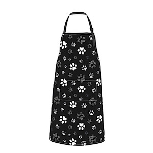 SHAPTOY Dog Grooming Apron Waterproof Funny Animal Dogs Paw Aprons with 2 Pockets for Men Women Cute Pet Bathing Bibs Plus Size Adjustable Kitchen Smock For Groomer Chef Cooking Gardening BBQ