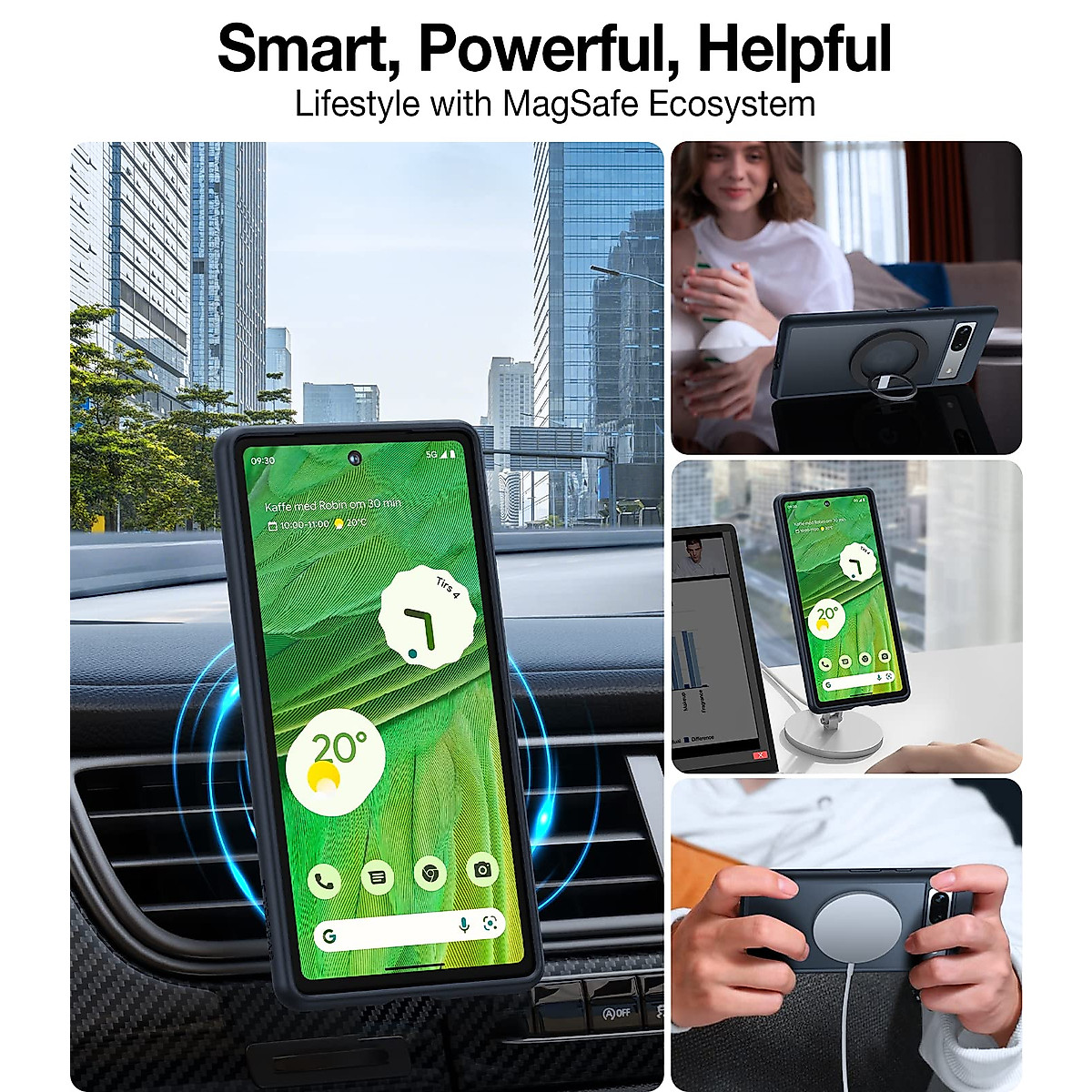 TORRAS Magnetic Guardian Designed for Google Pixel 7a Case [Military Grade Drop Tested] [Compatible with MagSafe] Slim Translucent Matte Case for Google Pixel 7a Phone Case (6.7"), Black Obsidian