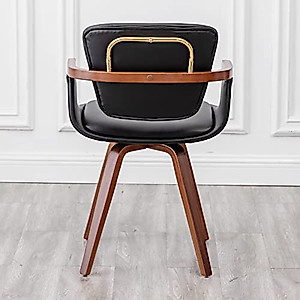 LUNLING Mid Century Modern Dining Chairs, Upholstered Black Leather Kitchen & Dining Room Chairs