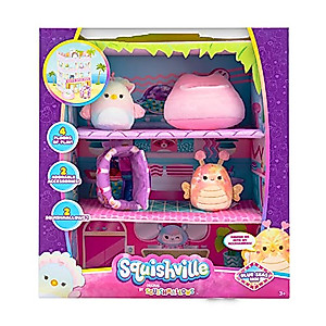 Squishville by Original Squishmallows Blue Seas Inn - Includes Two 2-Inch Squishmallows, Suitcase, Lounger, and Large Playscene - Amazon Exclusive