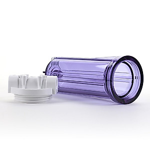 Hydronix HF3-10CLWH14, 10" Clear Housing with White Rib Cap For RO & Filtration Systems, 1/4" Ports