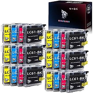 Wolfgray 24PK LC61 Compatible LC61BK LC61C LC61M LC61Y Ink Cartridge for Brother MFC-490CW MFC-495CW MFC-J615W MFC-J630W MFC-790CW MFC-290C DCP-165C DCP-385C DCP-585CW MFC-5490CN MFC-5890CN MFC-6490CW