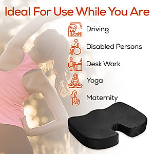Trobo Seat Cushion, Car Pillow for Driving Seat to Improve Sciatica, Coccyx, Hip and Tailbone Pain, Ergonomic Memory Foam Chair Pad for Lower Back Pain Relief, Perfect for Long Trips, Home & Office