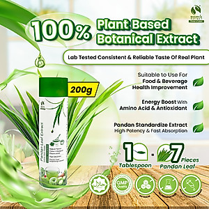Pandan Extract Concentrate Liquid 200g | Fresh Bakery & Beverage Ingredients | Natural Standardized Plant Extract | Asian Gourmet Aromatic Baking , Cooking Ingredient
