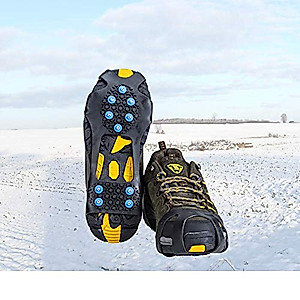 Ice Cleats, willceal Ice Grippers Traction Cleats Shoes and Boots Rubber Snow Shoe Spikes Crampons with 10 Steel Studs Cleats Prevent Outdoor Activities from Wrestling (Blue, Medium)