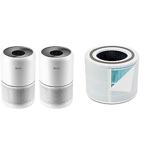 LEVOIT Air Purifier for Home, White & Air Purifier Smoke Remover Replacement Filter, 4-in-1 True HEPA, High-Efficiency Activated Carbon, Core 300-RF-WS, 1 Pack, Blue