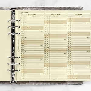 Filofax Calendar Diary Refill, A5 Size, Vertical Year Planner, Cotton Cream Paper, English, 2024 (C68508-24)
