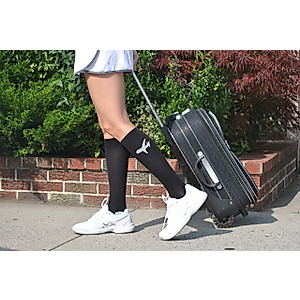 Compression Socks for Men and Women, 20-30 mmHG, Graduated Compression for Flight, Travel, Sports, Pregnancy, Running (Black-Grey, M)